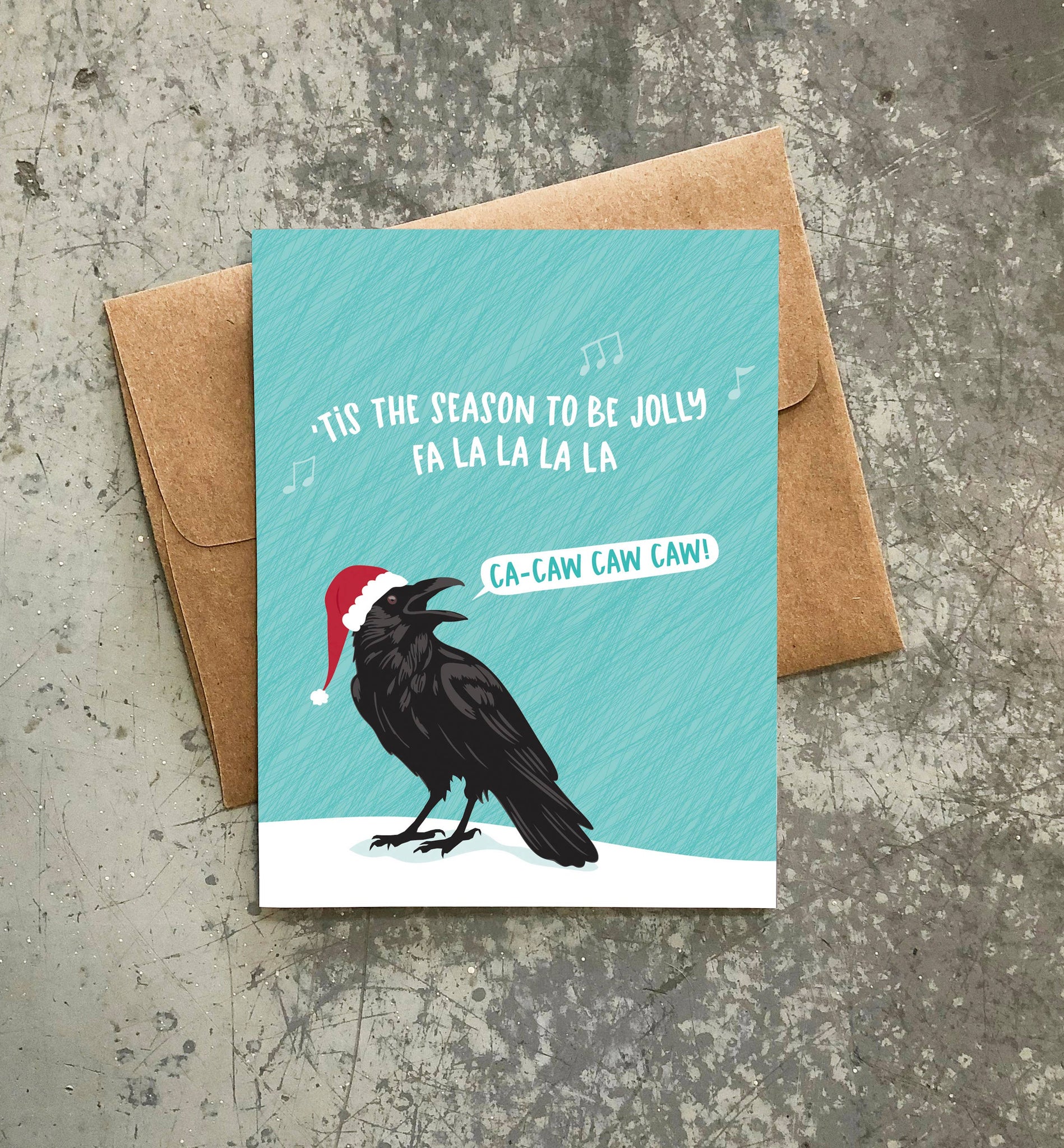 Fa La La Ca-Caw Crow Holiday Card | Freshie & Zero