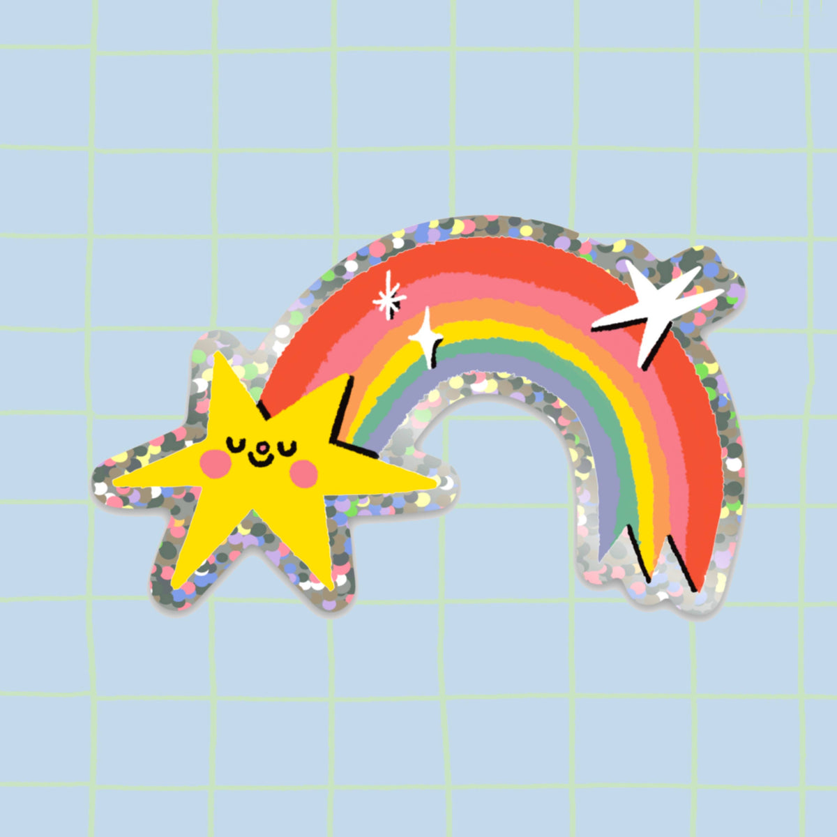 Rainbow Star Glitter Vinyl Sticker | Freshie & Zero