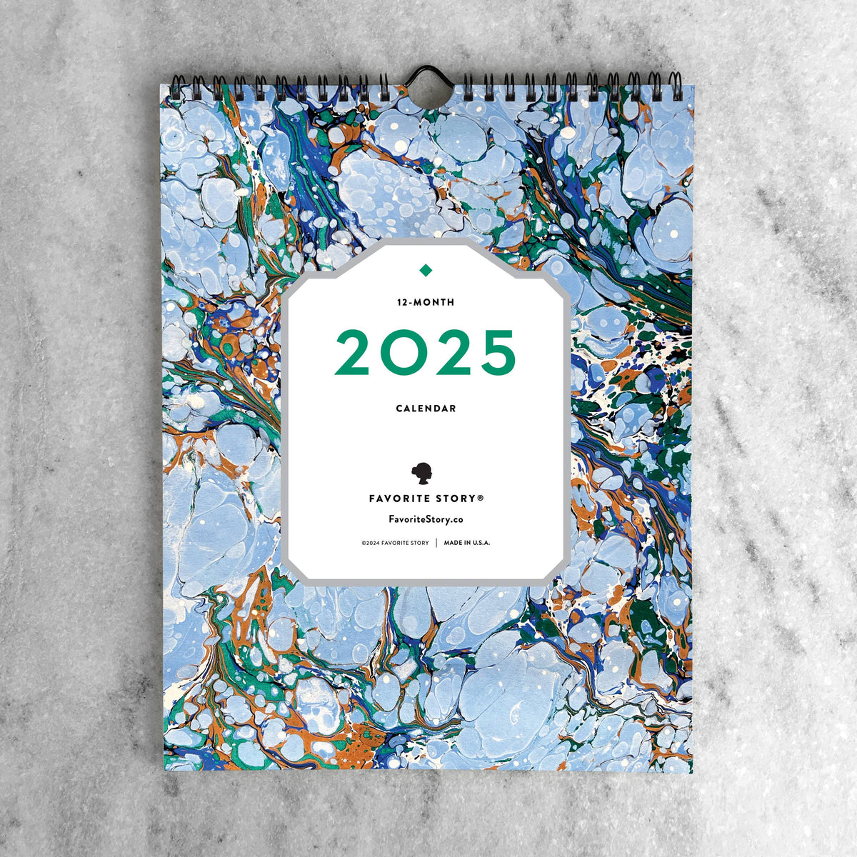 2025 Wall Calendar - Marbled Paper | Freshie & Zero