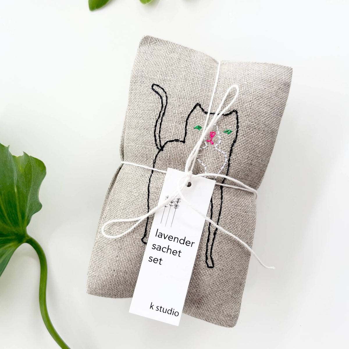 Cats Embroidered Lavender Sachets - Set of 3 | Freshie & Zero