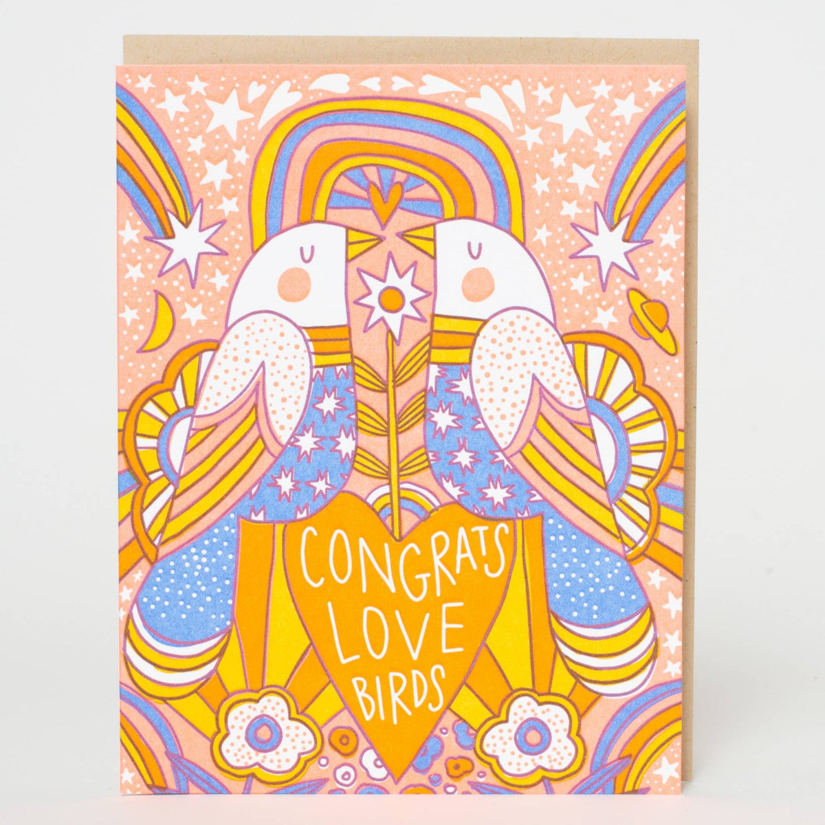 Congrats Love Birds Letterpress Card | Freshie & Zero