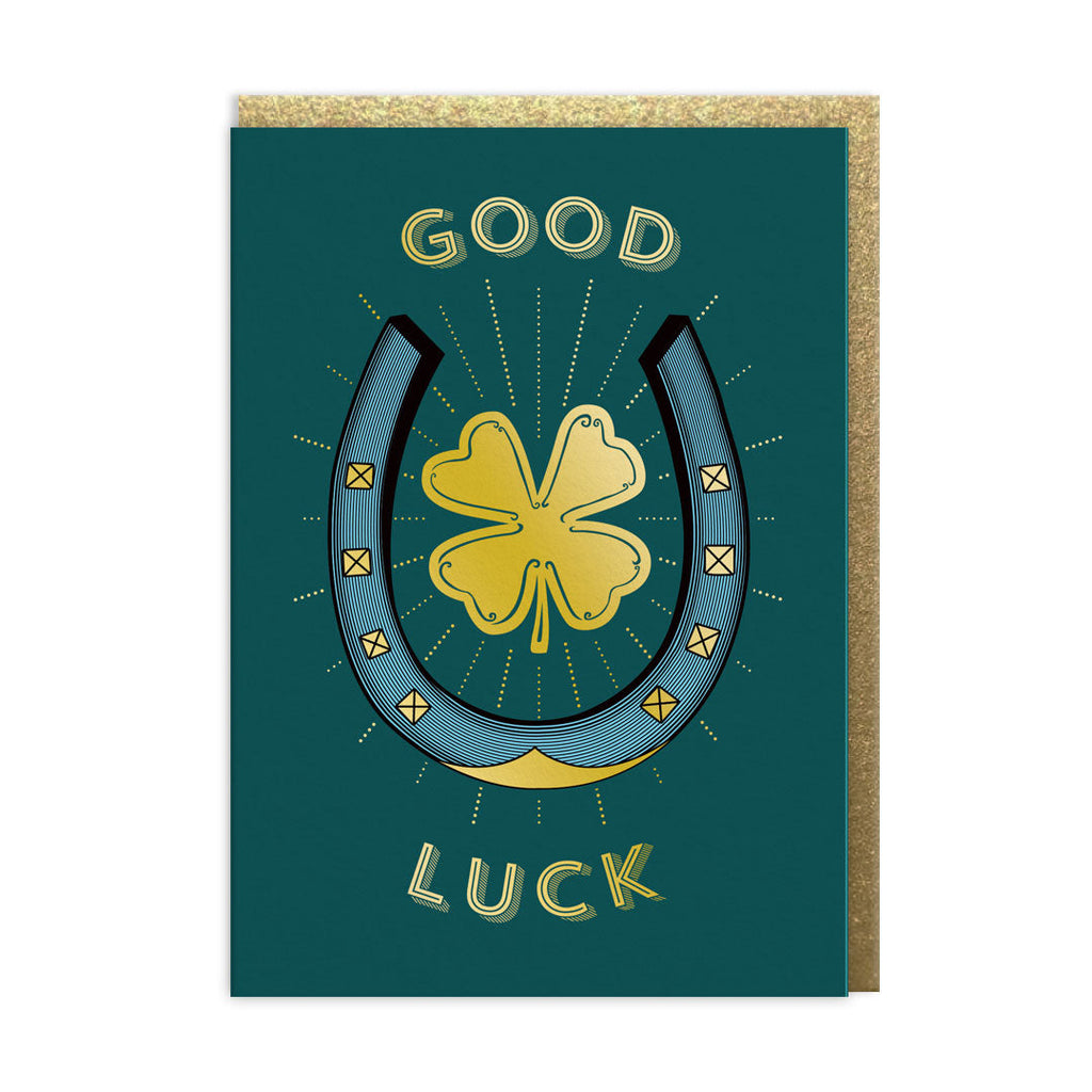 Horseshoe and Clover Good Luck Greeting Card | Freshie & Zero
