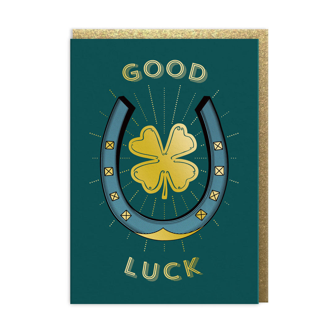 Horseshoe and Clover Good Luck Greeting Card | Freshie & Zero