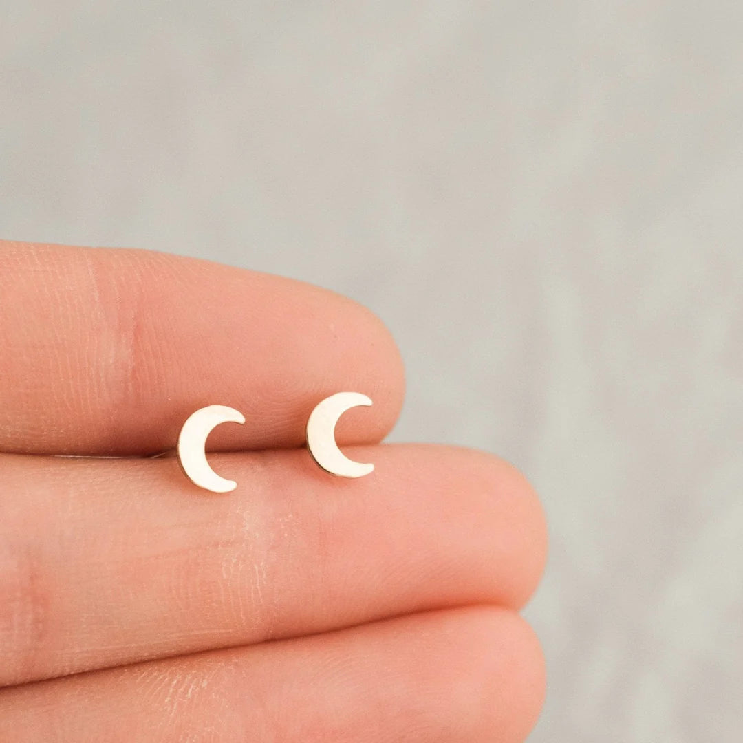 Tiny Stud Earrings: Gold Crescent Moons | Freshie & Zero