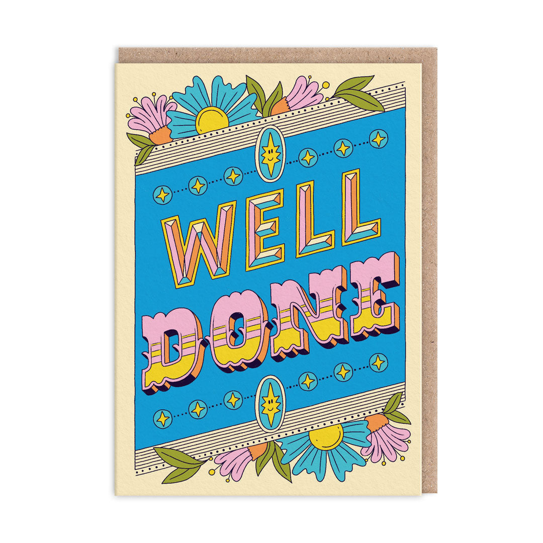 Well Done Retro Lettering Greeting Card | Freshie & Zero