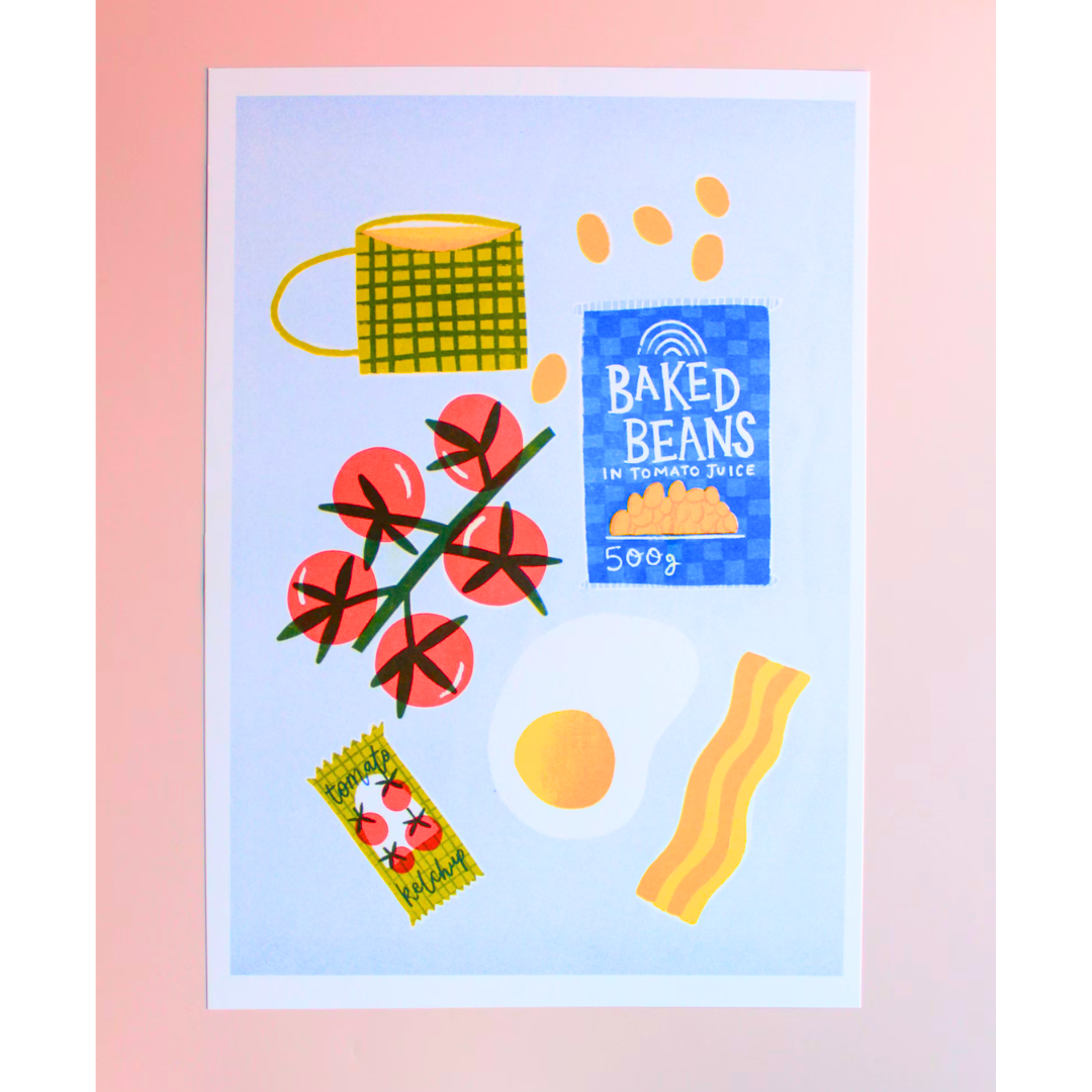 Breakfast Fry Up Risograph Print | Freshie & Zero