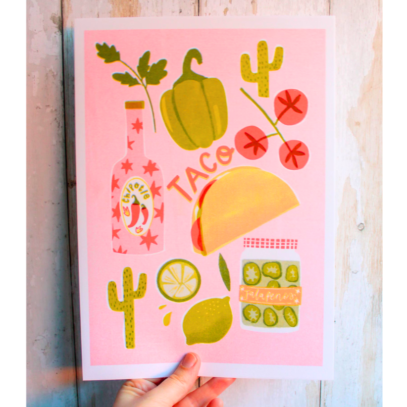 Taco Mexican Risograph Print | Freshie & Zero