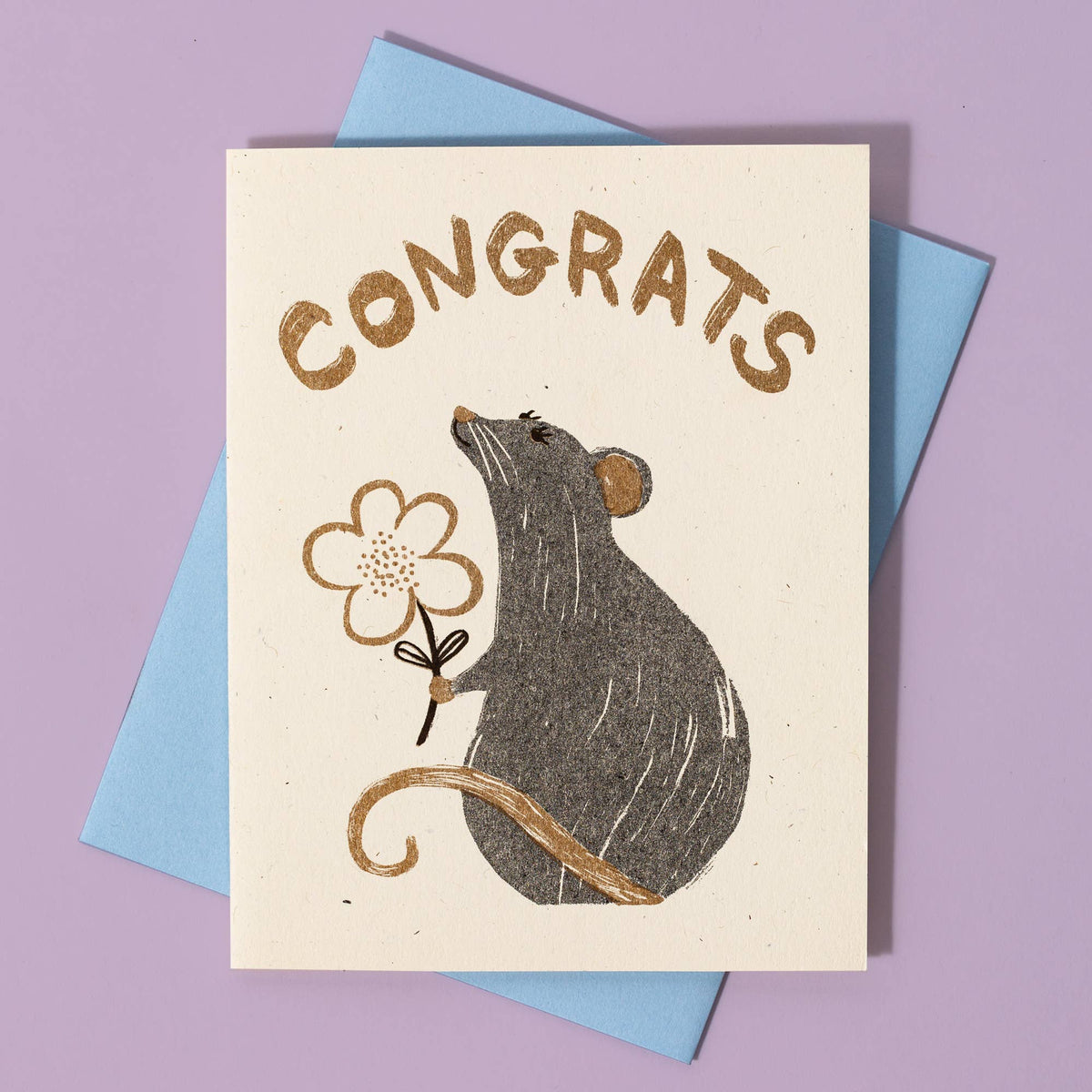 Congrats Rat - Risograph Card | Freshie & Zero