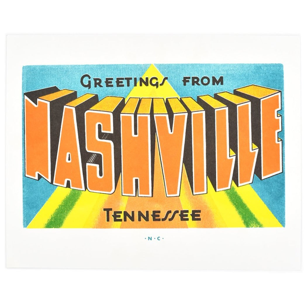 Risograph Art Print - Greetings From Nashville | Freshie & Zero