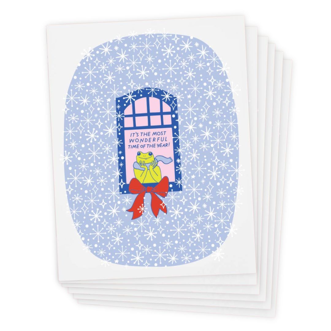 Hoppy Holidays Frog Greeting Card | Boxed Set of 6 | Freshie & Zero