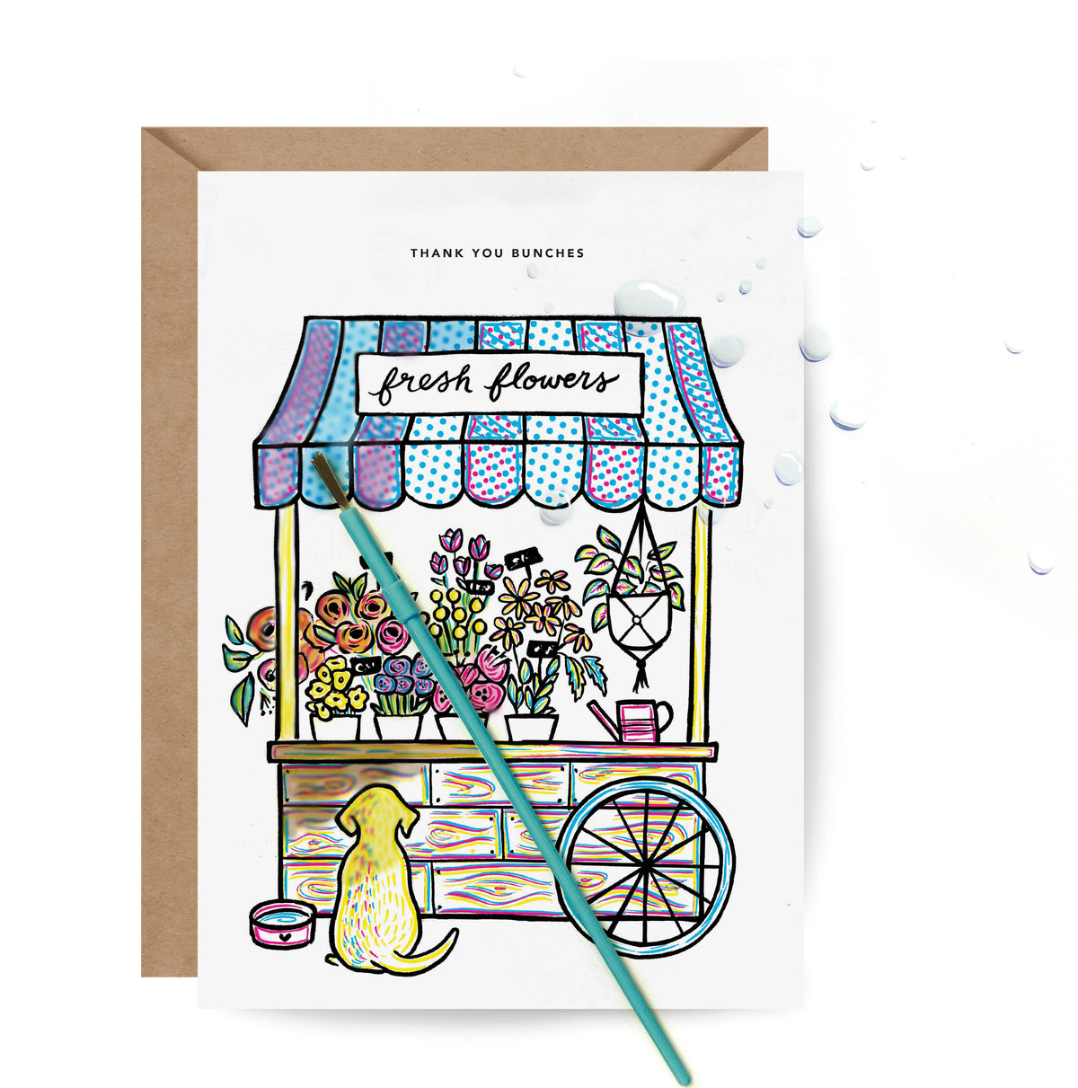 Paint With Water Flower Stand - Thank You Card | Freshie & Zero